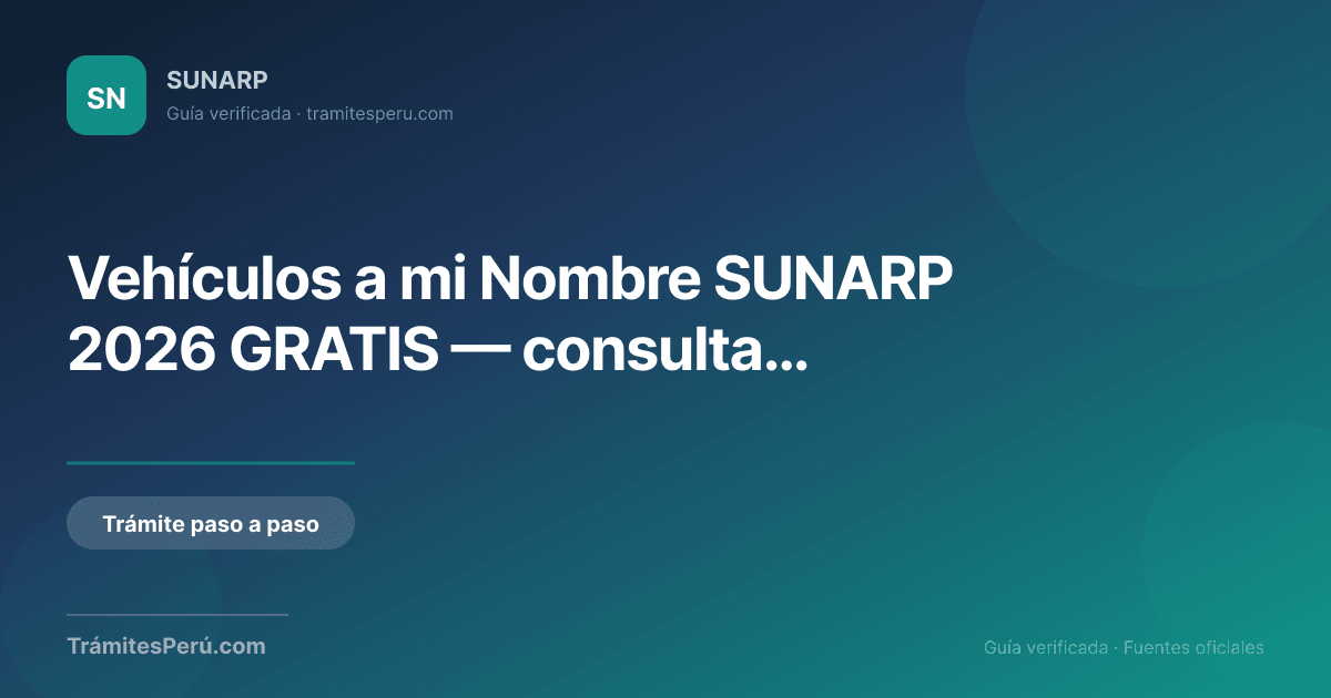 Vehículos a mi Nombre SUNARP 2026 GRATIS — consulta con DNI todos tus ...